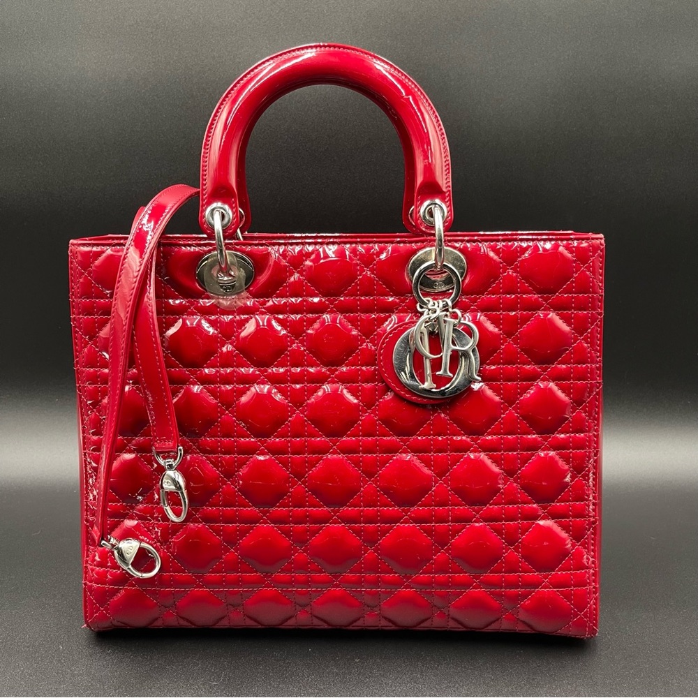 Lady Dior Red Patent Leather (Large) - Gem